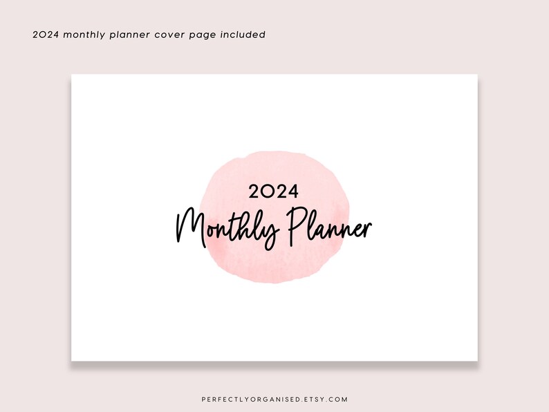 PRINTABLE 2024 Month on 1 Page 2024 Monthly Planner, 2024 Monthly ...