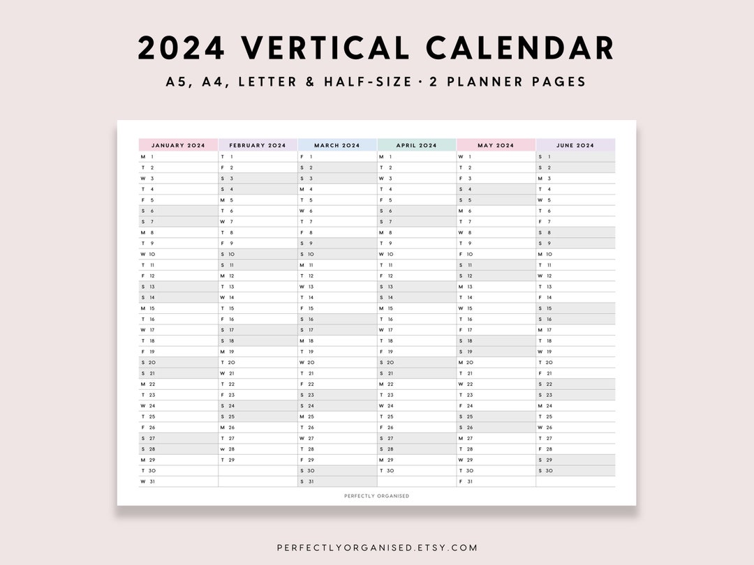 PRINTABLE 2024 Foldout Vertical Calendar 2024 Planner, 2024 Vertical ...