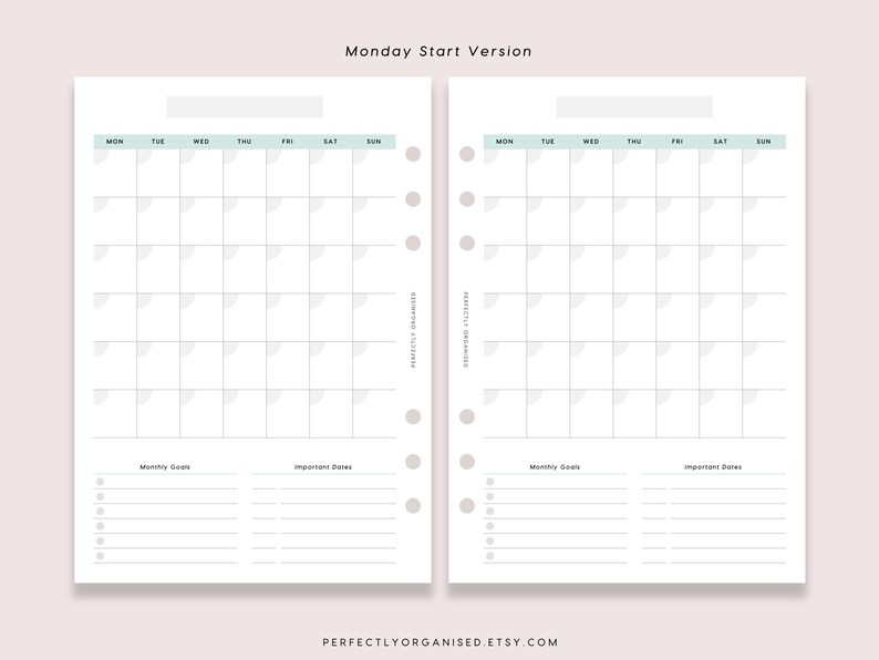 PRINTABLE Undated Month on 1 Page Undated Monthly Planner, Monthly ...