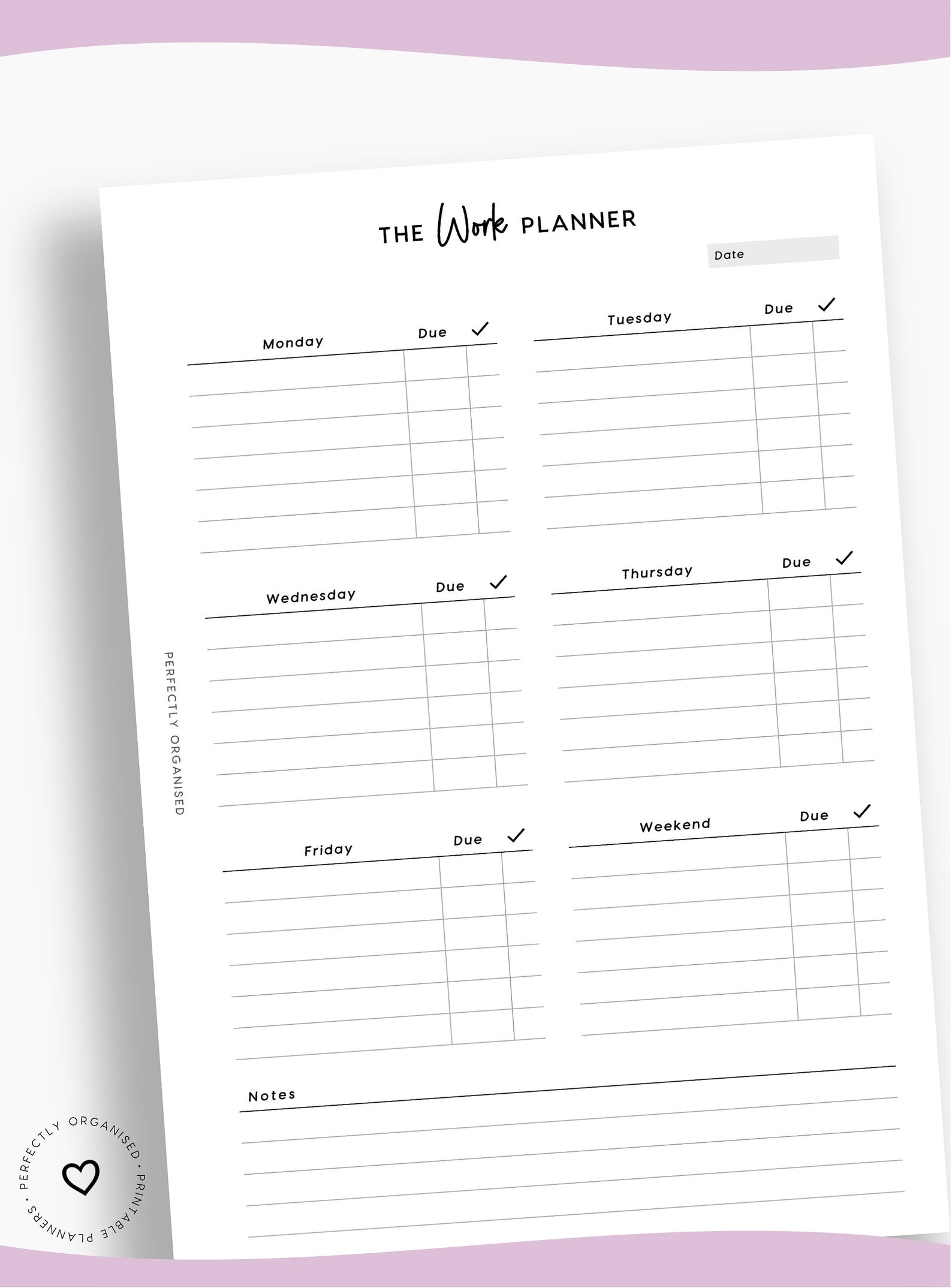 PRINTABLE Work Planner Work Tracker Work Schedule Workday - Etsy