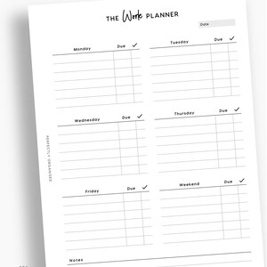 PRINTABLE Work Planner Work Tracker Work Schedule Workday - Etsy