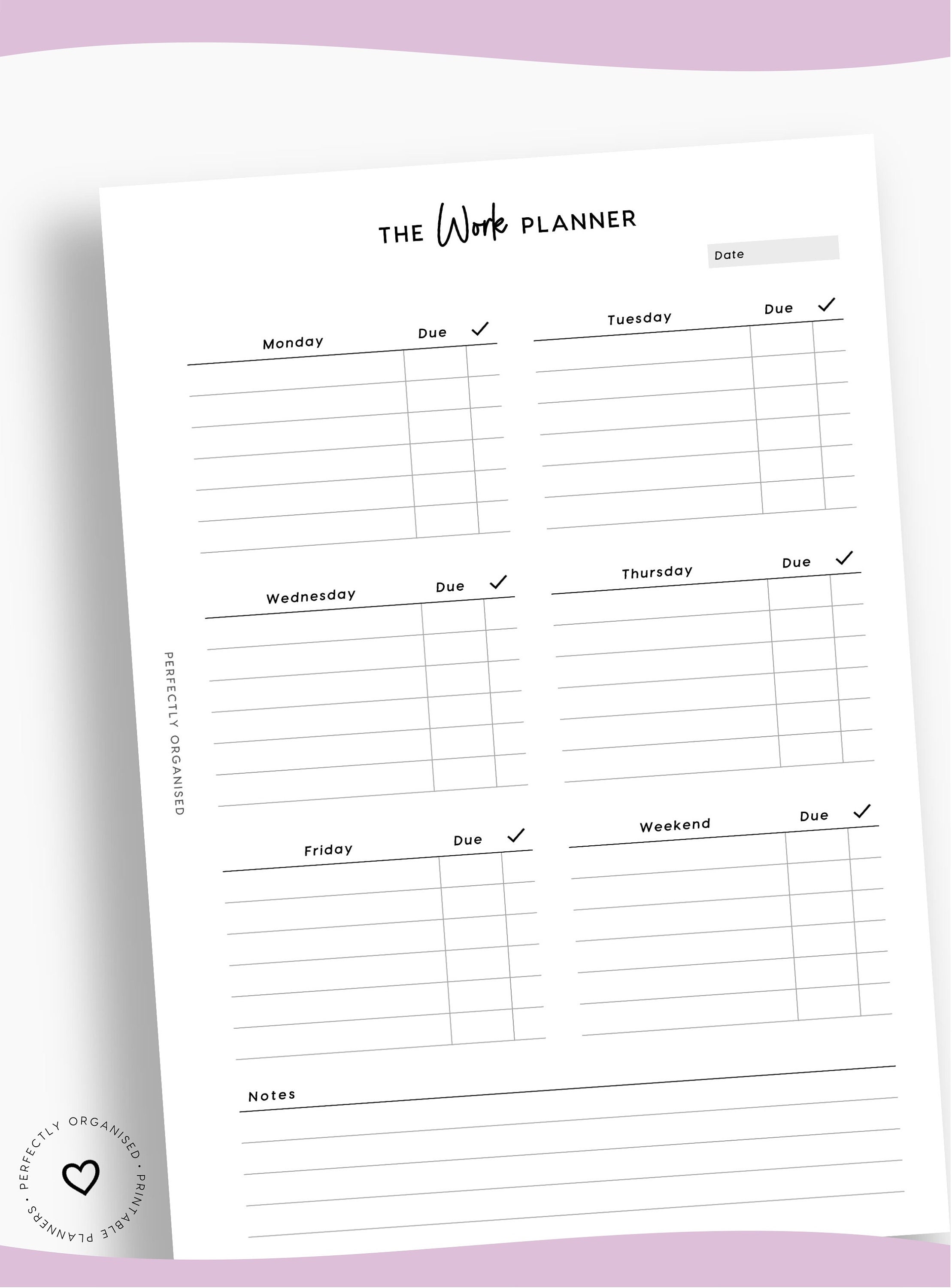 PRINTABLE Work Planner Work Tracker Work Schedule Workday - Etsy