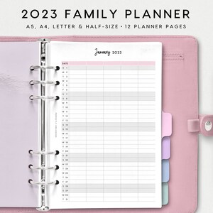 PRINTABLE 2023 Family Planner 2023 Family Calendar 2023 - Etsy
