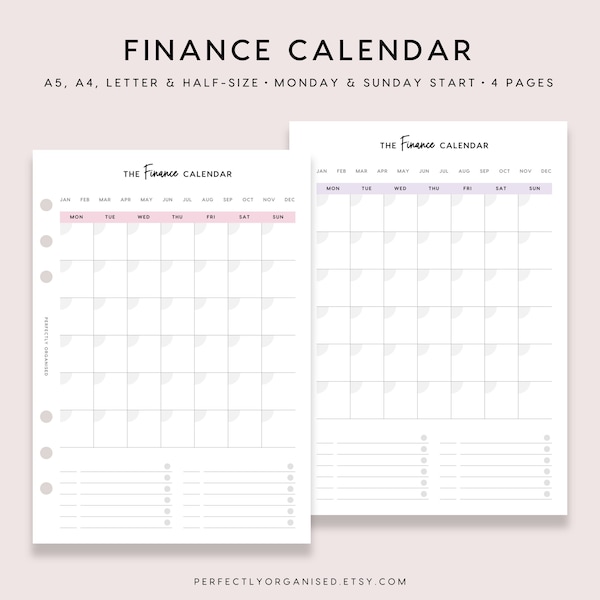 Finance Calendar - Etsy