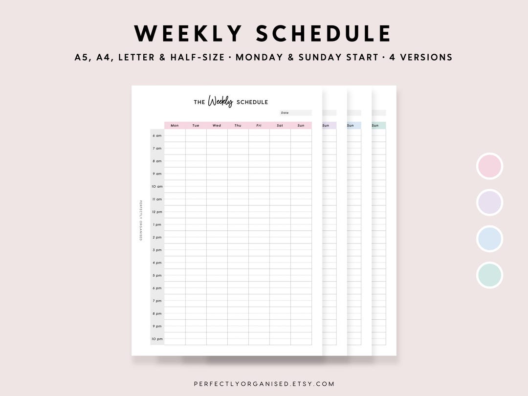 Weekly Schedule | Ideal Week Schedule, Weekly Agenda, Weekly Planner ...