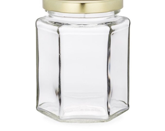 6 Ounce Glass Hexagon Jars 12 Count Case lids Included - Etsy