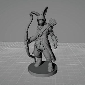 Rabbitfolk Archer Miniature 3D Printed Tabletop Ranger Great for D&D ...