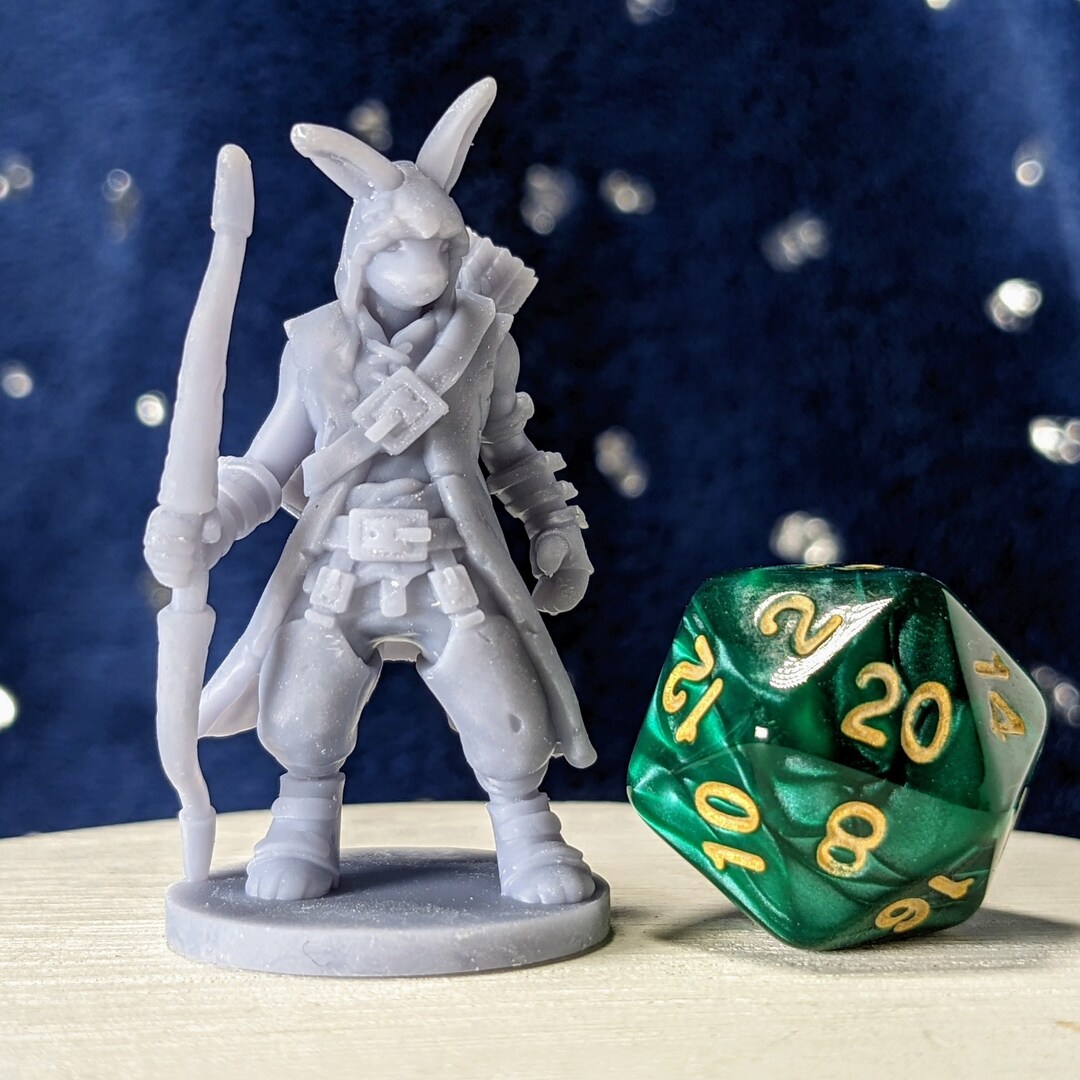 Rabbitfolk Archer Miniature 3D Printed Tabletop Ranger Great for D&D ...