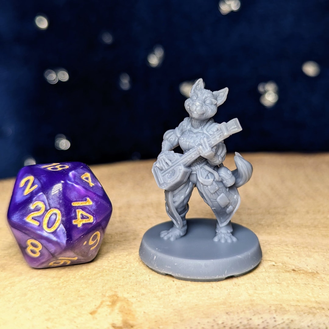 Female Catfolk Bard | 3D Printed Resin Tabaxi | Great for Dungeons and ...