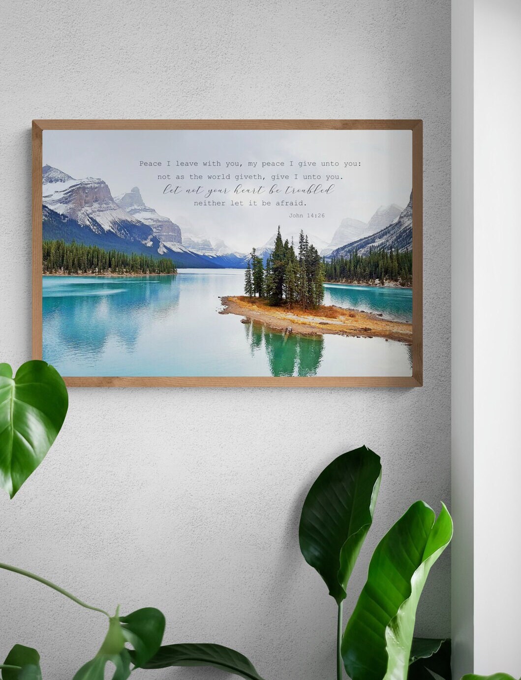 Peace Scripture Wall Art, Maligne Lake Jasper National Park Canvas Wall ...