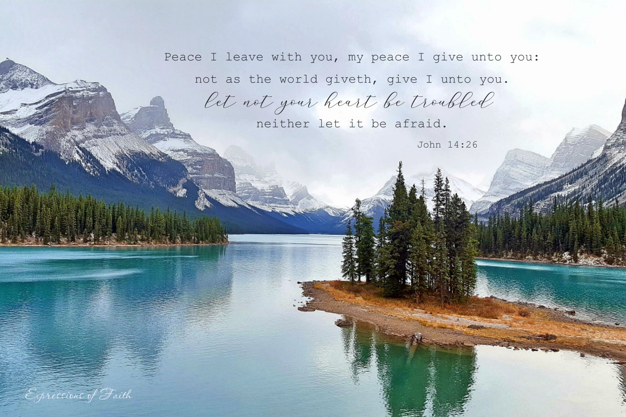Peace Scripture Wall Art, Maligne Lake Jasper National Park Canvas Wall ...