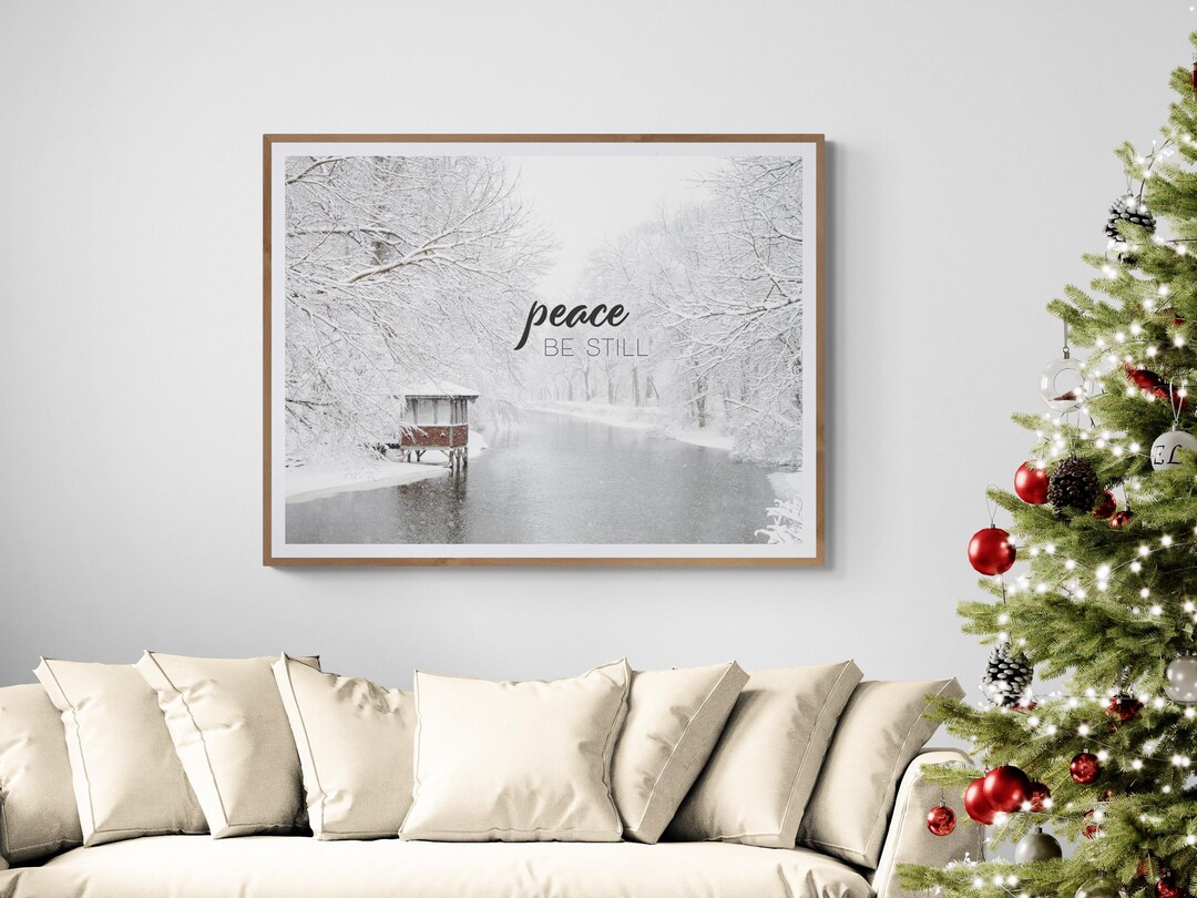 Arte mural con versículos bíblicos en invierno nevado, decoración ...