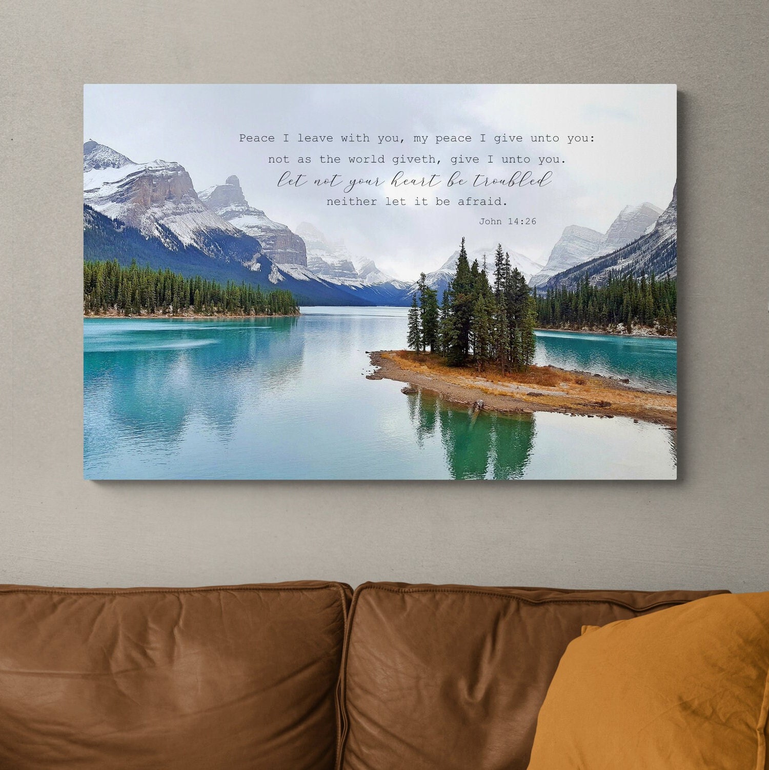 Peace Scripture Wall Art, Maligne Lake Jasper National Park Canvas Wall ...
