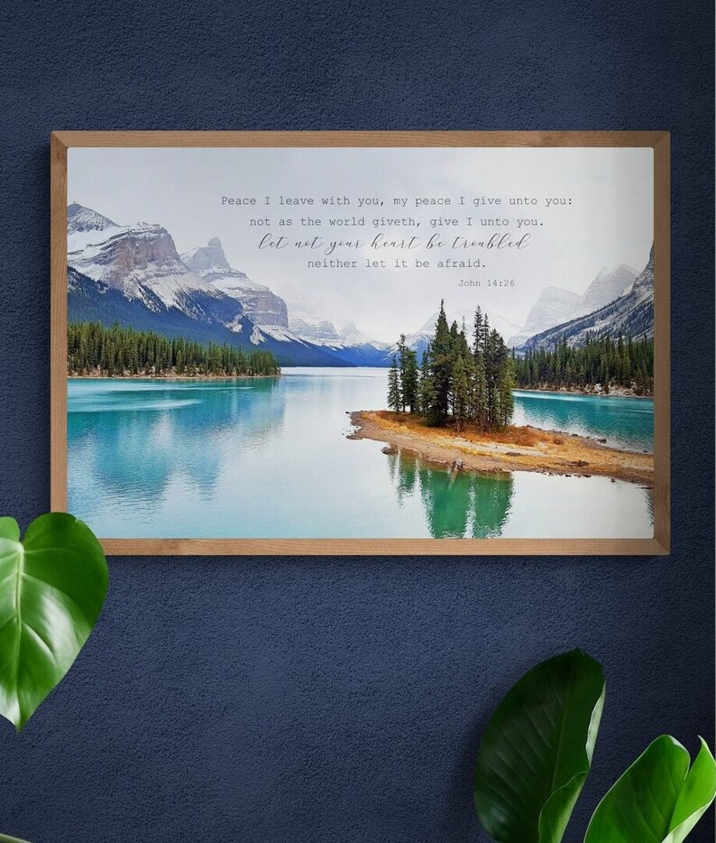 Peace Scripture Wall Art, Maligne Lake Jasper National Park Canvas Wall ...