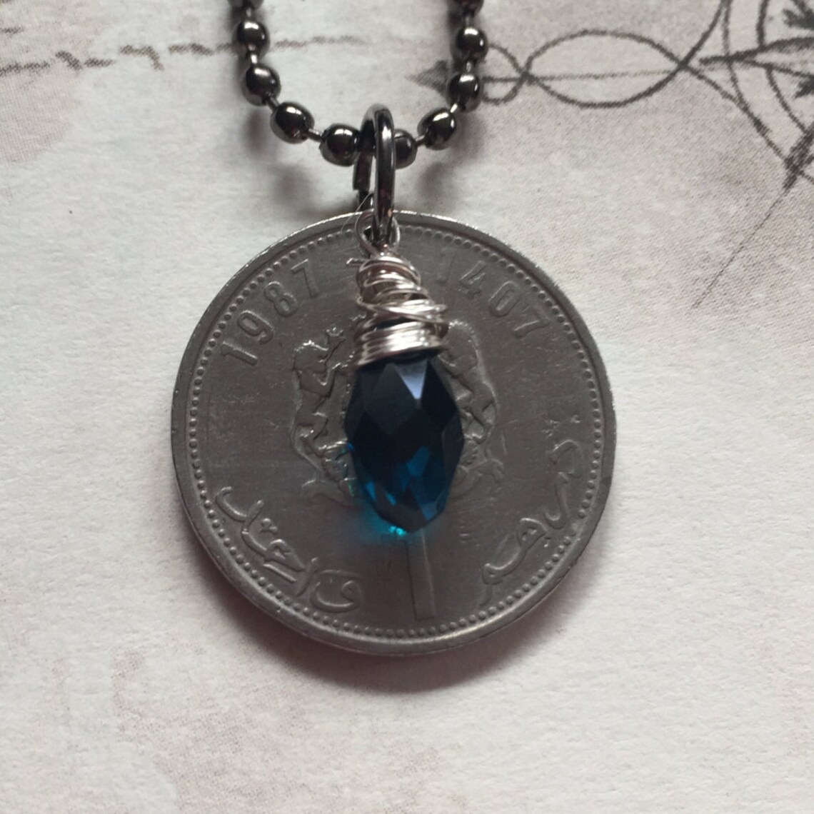 Moroccan - 1 Dirham - Hassan II - Morocco Coin Charm W/wire Wrapped ...