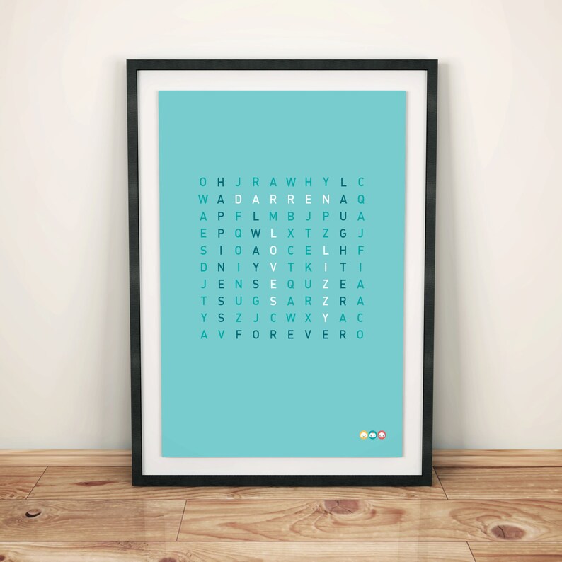 Wordsearch Poster / Art Frame / Card Personalised Gift - Etsy
