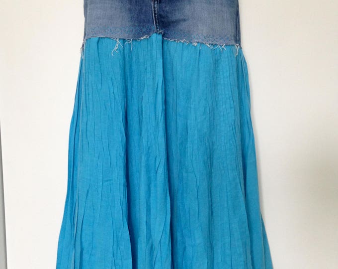 Refashioned Mudd Yo Denim With Bright Turquoise Skirt - Etsy