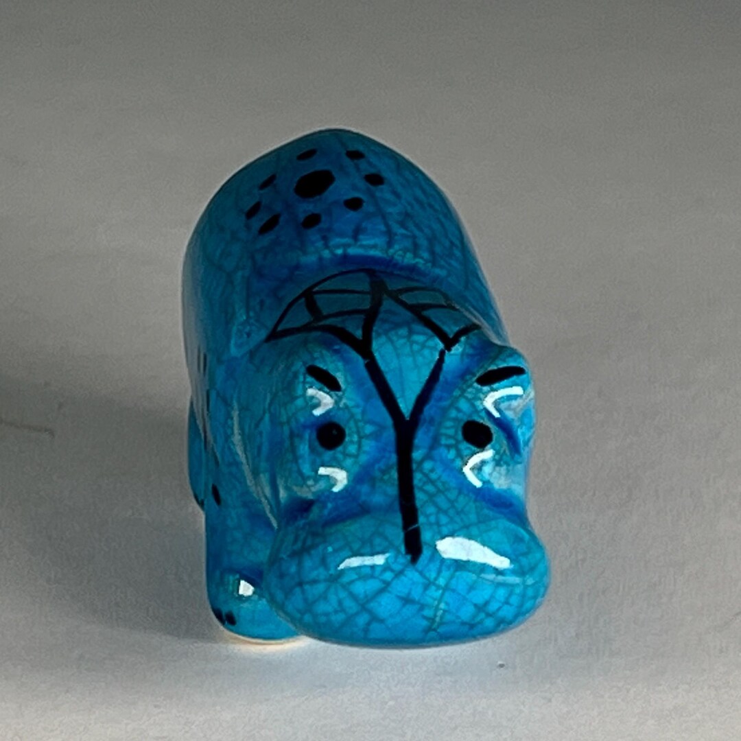 British Museum of Art Blue Glazed William the Hippo 3 Vintage - Etsy