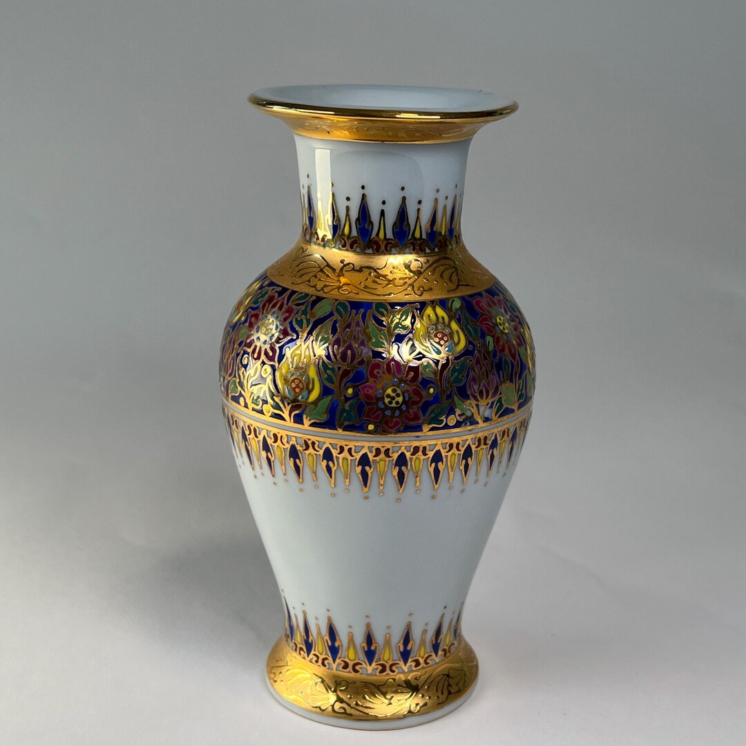 Vintage Hand Painted Porcelain Thai Benjarong Vase - Etsy