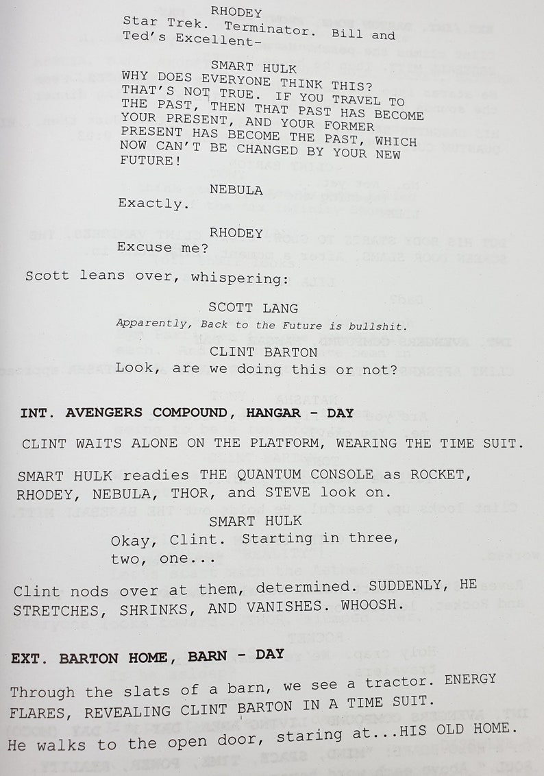 Avengers Endgame Marvel Film Movie Script Screenplay with | Etsy