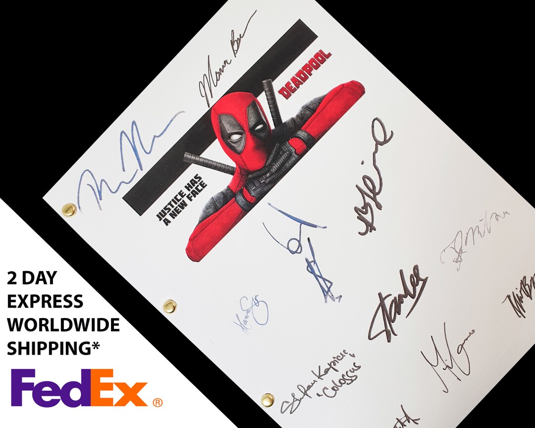 Deadpool Marvel Superhero Film Movie Script, Screenplay With Signatures ...