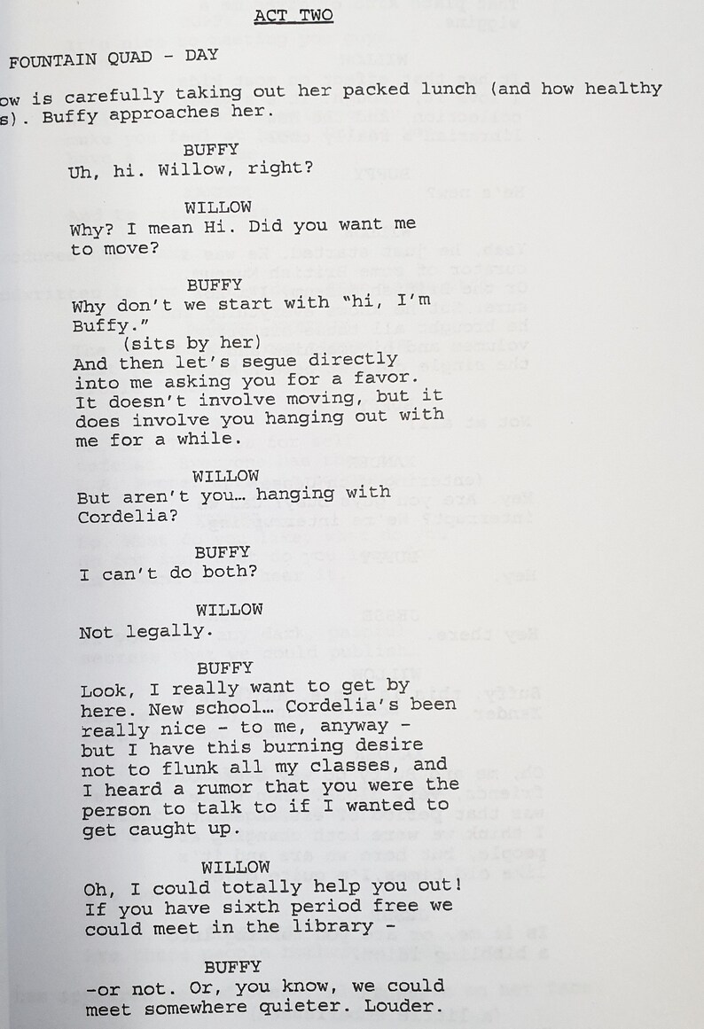 Buffy the Vampire Slayer TV Script Screenplay with | Etsy