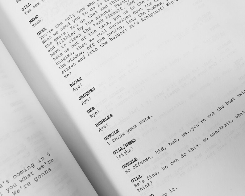 Finding Nemo Film Movie Script Screenplay With Signatures - Etsy