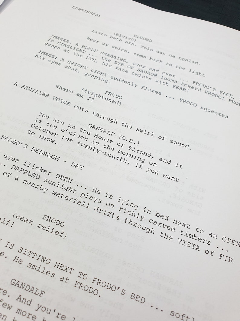 Lord of the Rings: Fellowship of the Ring Film Movie Script - Etsy