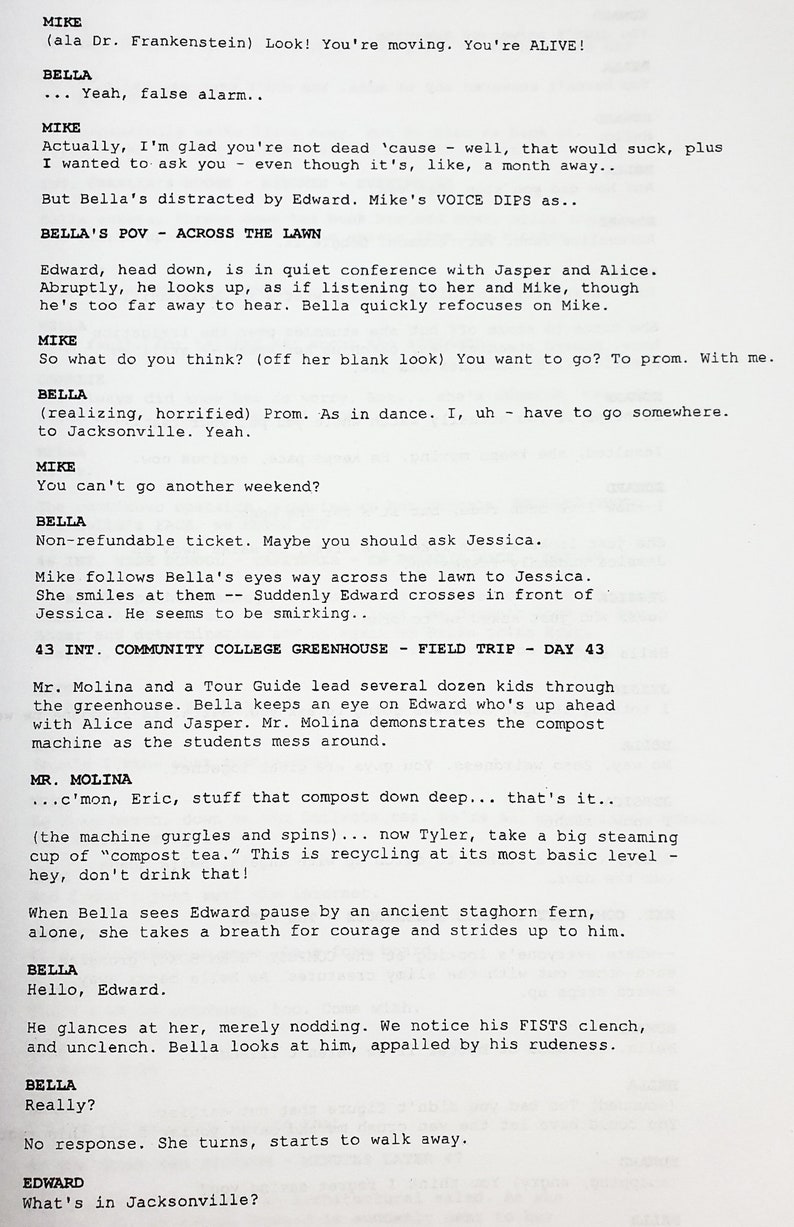 Twilight Film Movie Script Screenplay with Signatures | Etsy
