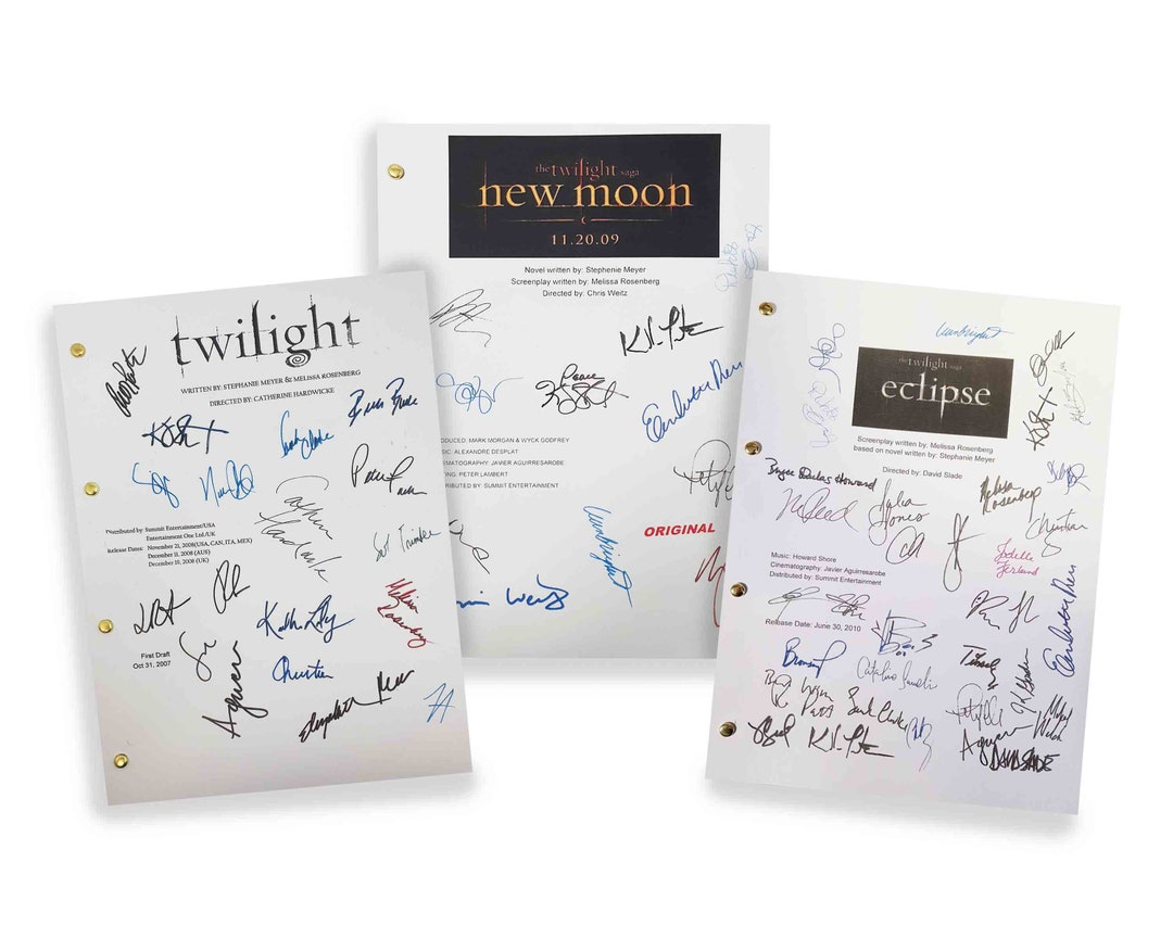Set of 3 Twilight Movie Film TV Script, Screenplay With Signatures ...