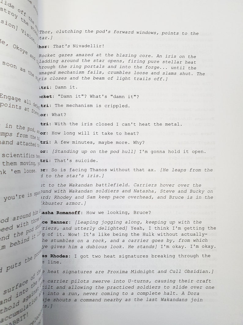 Avengers Infinity War Marvel Movie Film Script Screenplay | Etsy