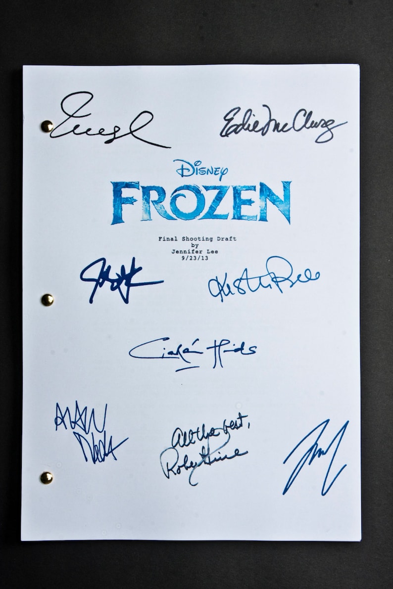 Frozen Film Movie Script with Signatures Autographs Reprint | Etsy