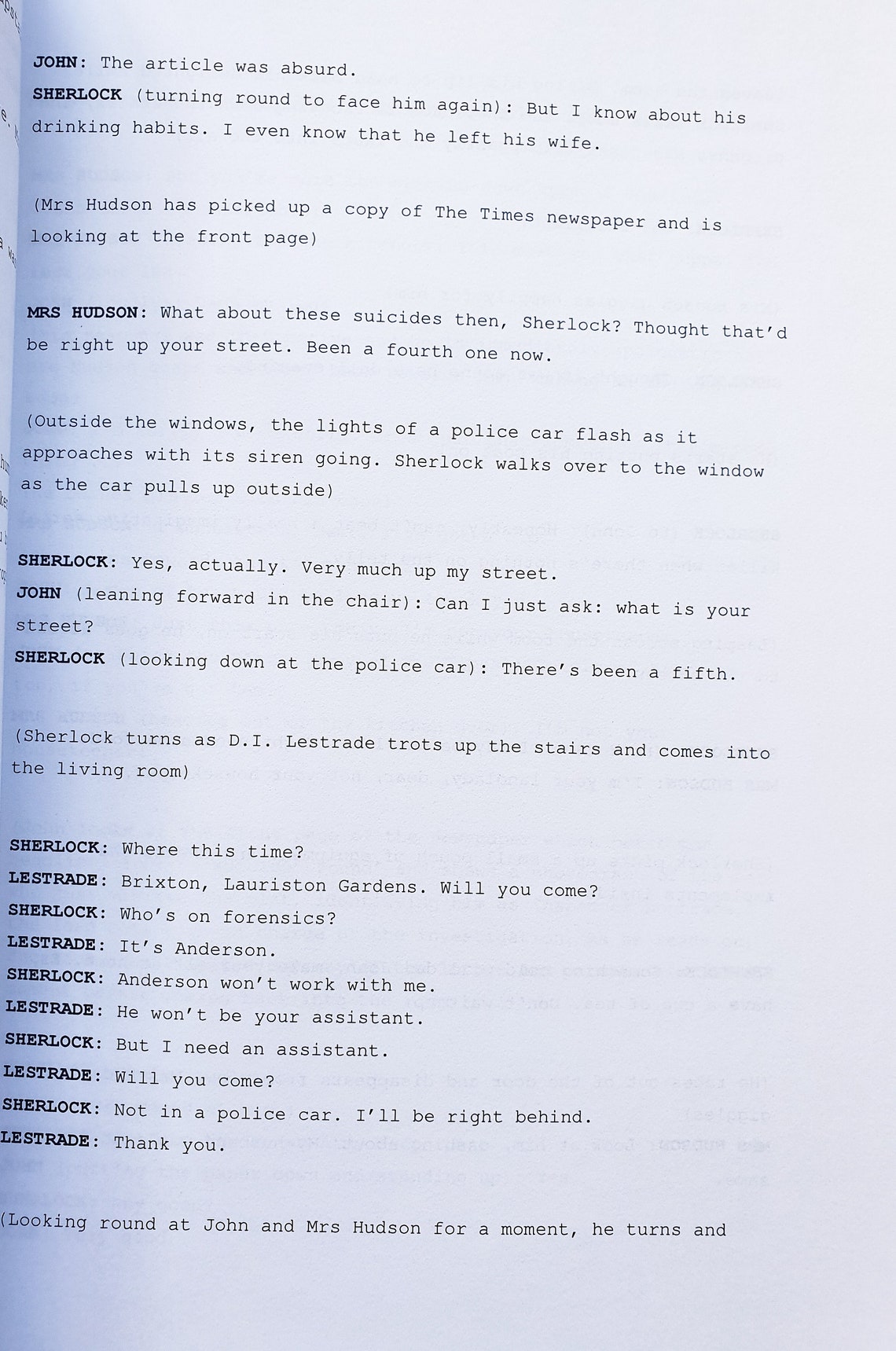 Sherlock TV Script BBC Benedict Cumberbatch A Study in Pink | Etsy