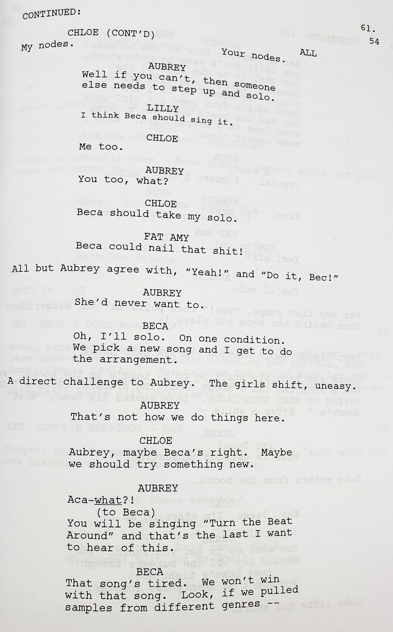 Pitch Perfect Film Movie Script Screenplay Signatures | Etsy