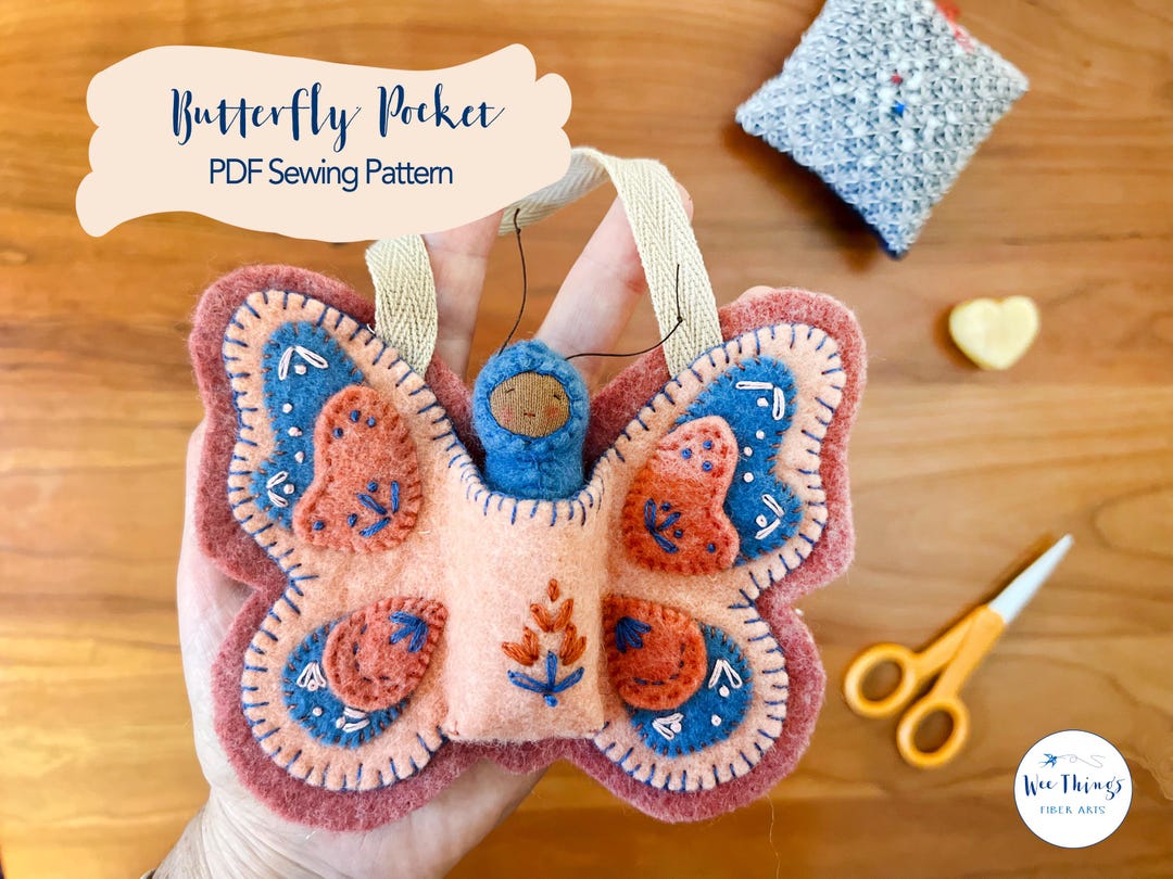 Butterfly Pocket Doll Sewing Pattern With Felt Caterpillar Baby (PDF ...