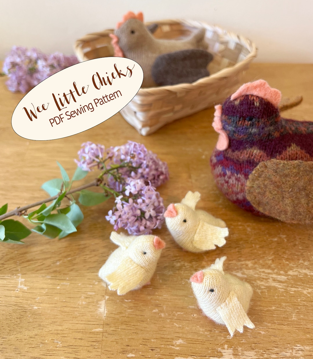 Chick Plushie Sewing Pattern (PDF Pattern) for Upcycled Sweater or ...