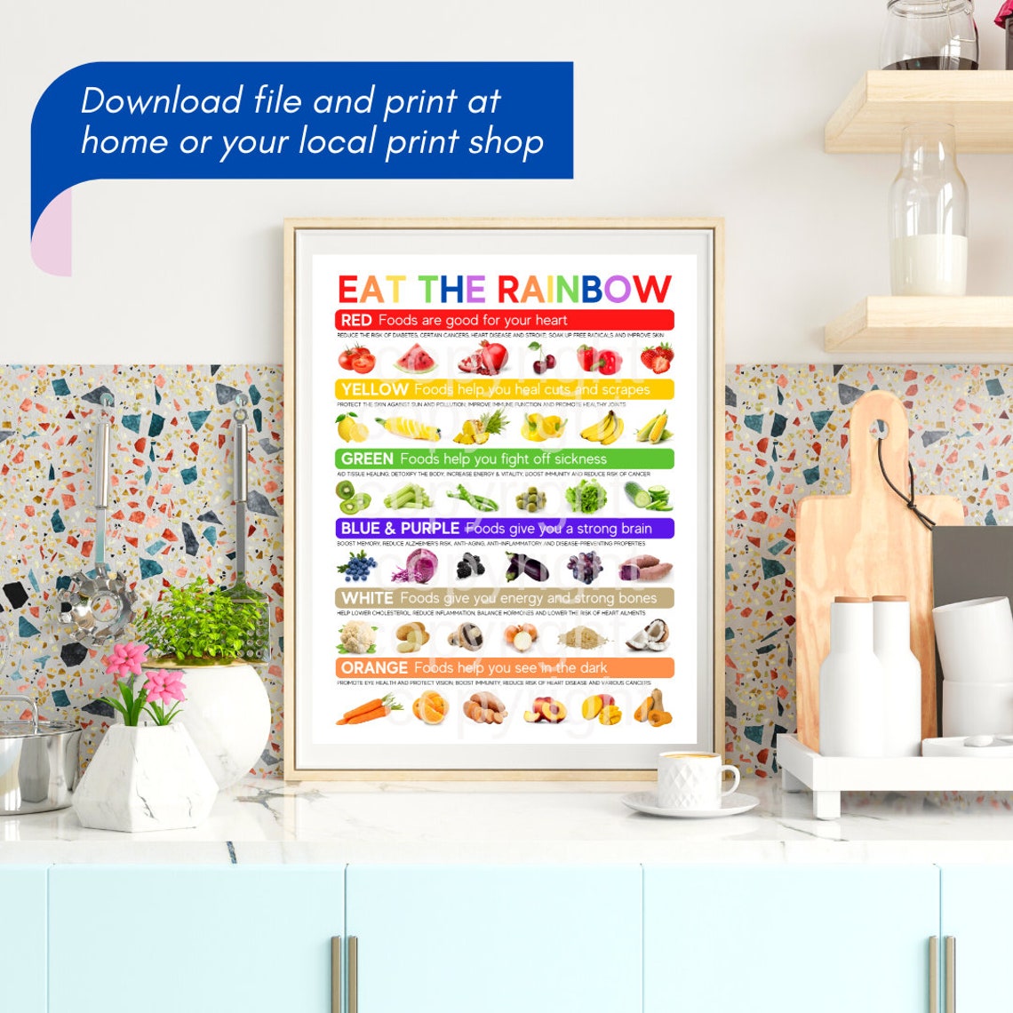 Eat the Rainbow - Printable Kids' Nutrition Poster (DIGITAL FILE ONLY ...