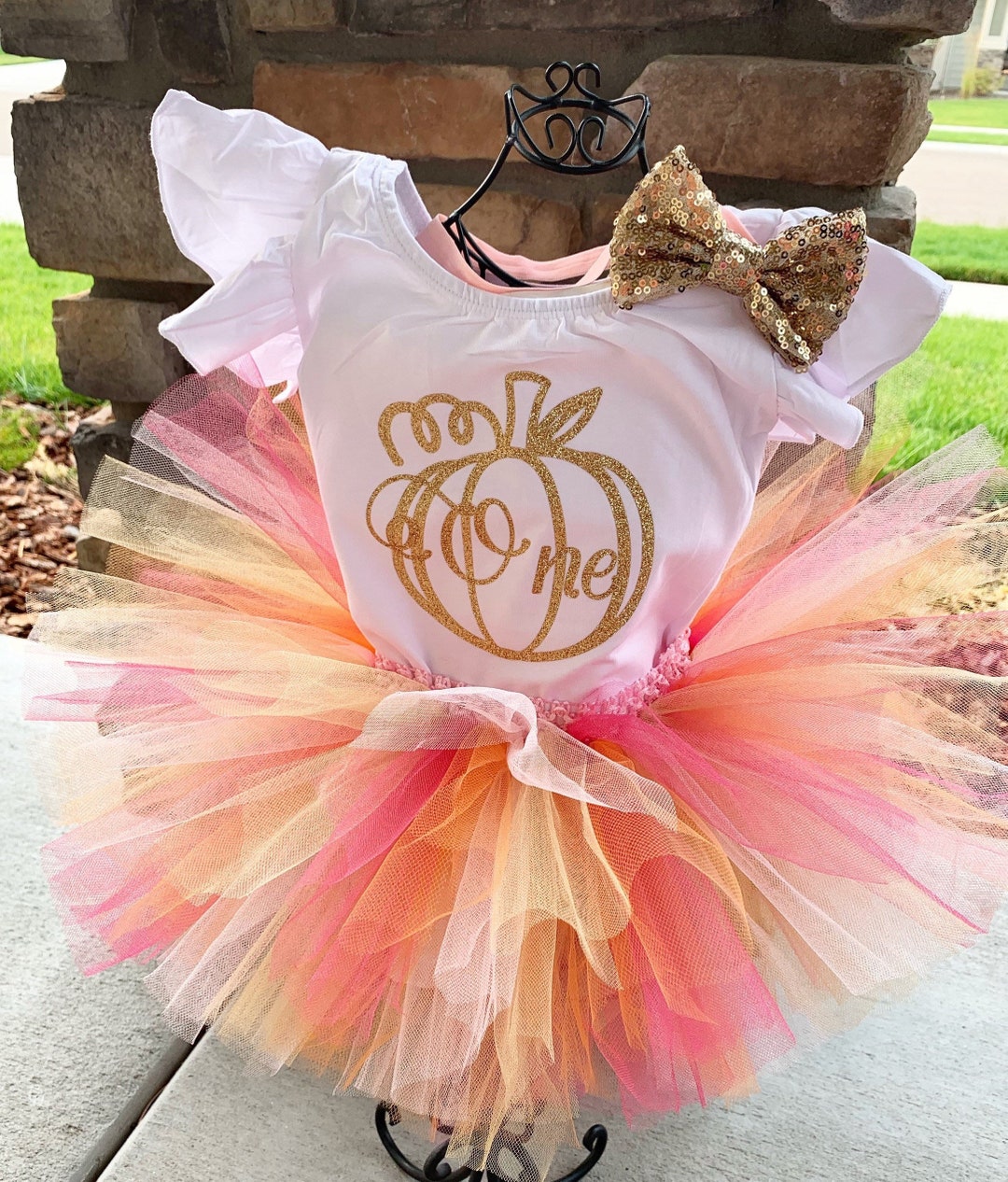 Pink and Gold Pumpkin First Birthday Leotard Outfit October 1st ...