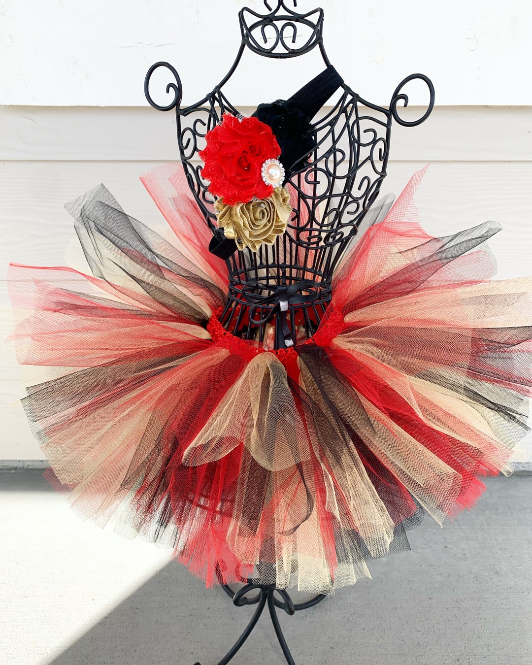 Gold Red Black Minnie Mouse Tutu and Headband Pirate Tutu Baby Girl ...