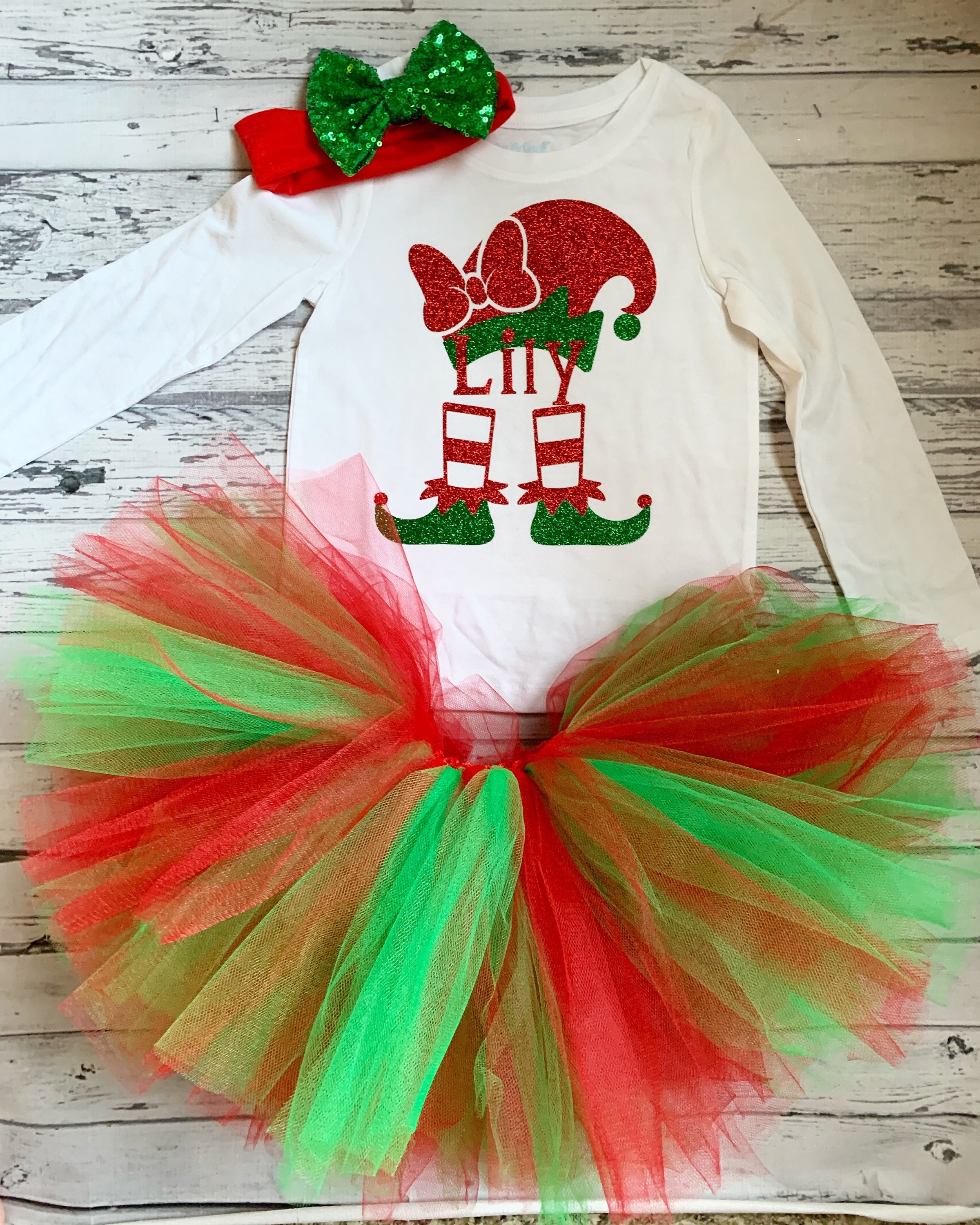 Personalized Girl Elf Outfit Christmas Elf Outfit Red and | Etsy