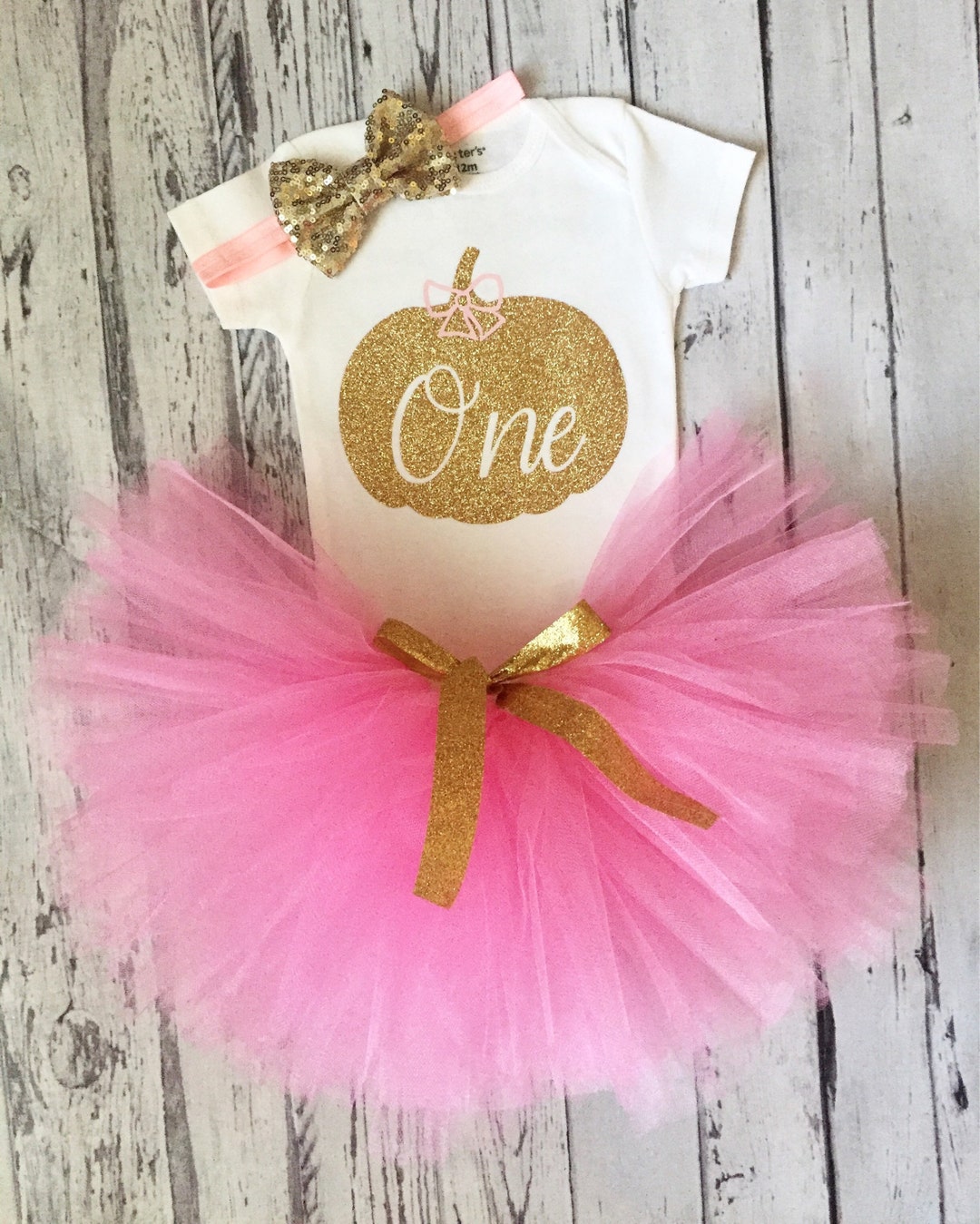 Pink and Gold Pumpkin First Birthday Outfit October 1st Birthday Outfit ...
