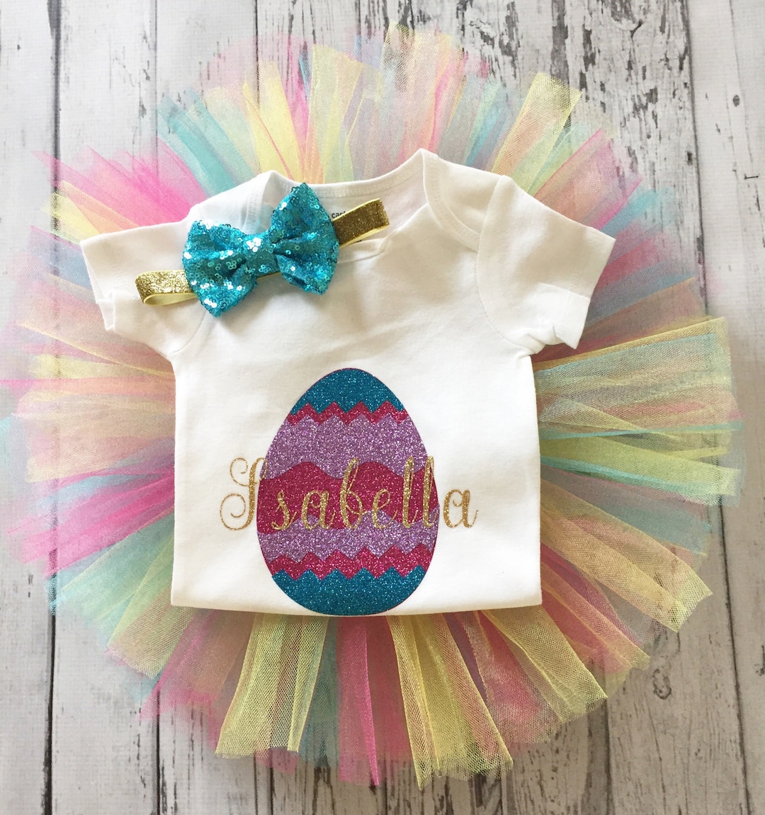 Easter Egg Tutu Outfit, Personalized Easter Bodysuit, Tutu & Headband ...