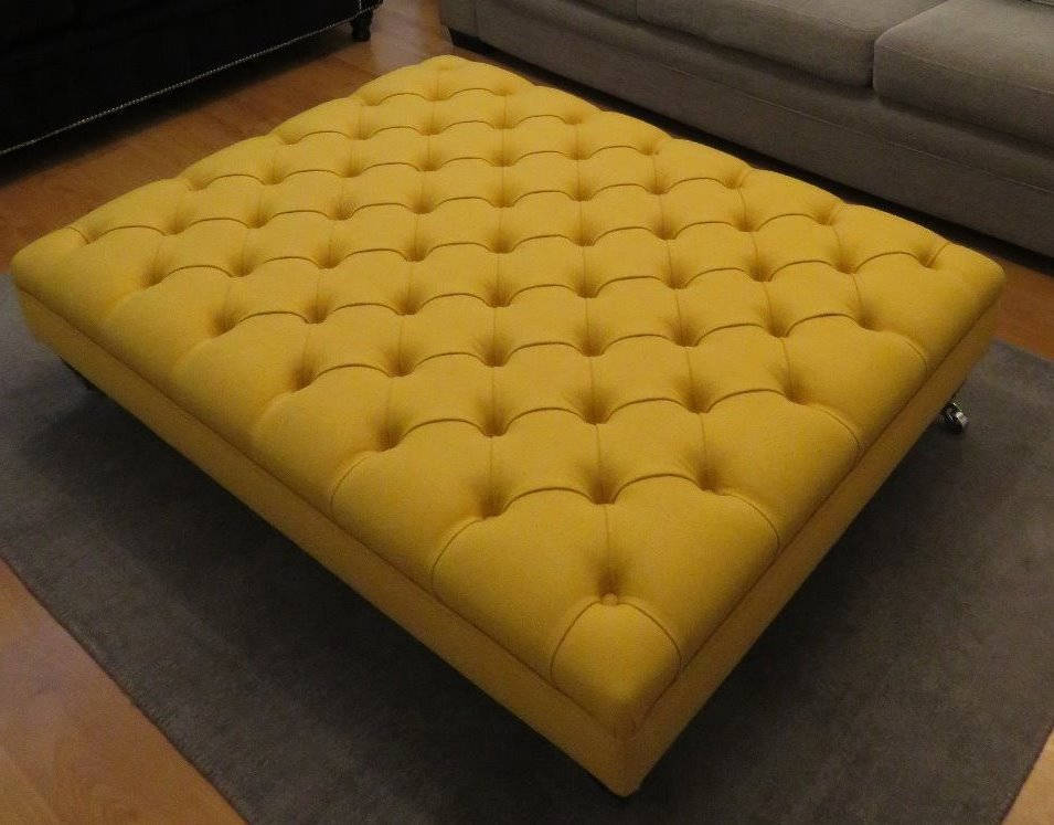 Handmade Upholstered Deep Buttoned Footstool - in Warwick Amatheon Wool ...