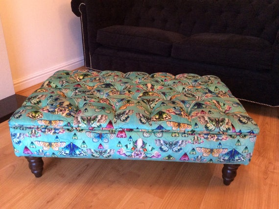 Buttoned storage footstool store