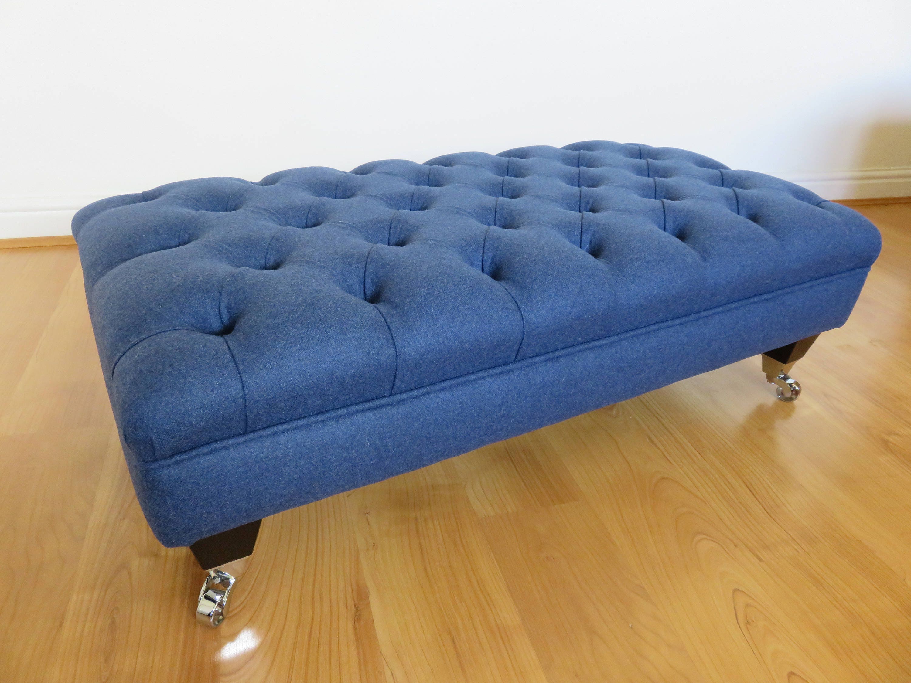 Handmade Upholstered Deep Buttoned Footstool in Warwick - Etsy UK