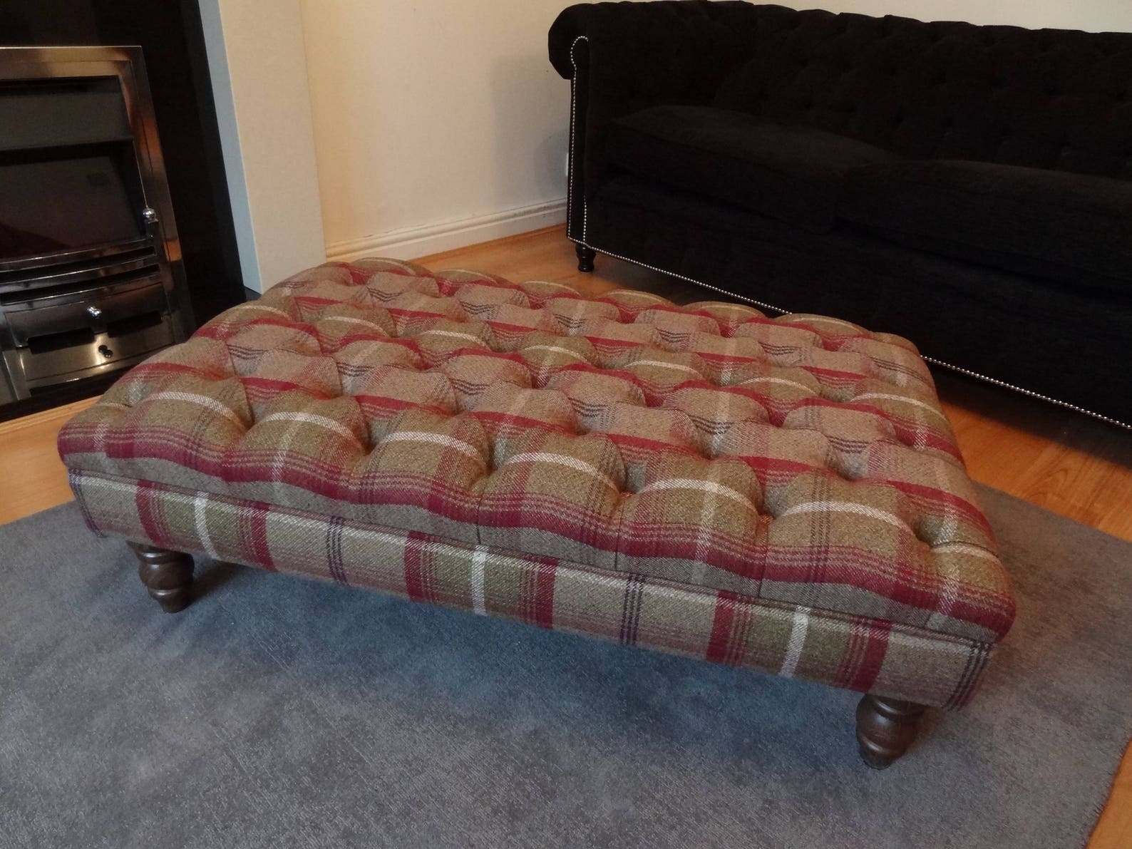 Balmoral Deep Buttoned Footstool / Coffee Table Upholstered in Porter ...