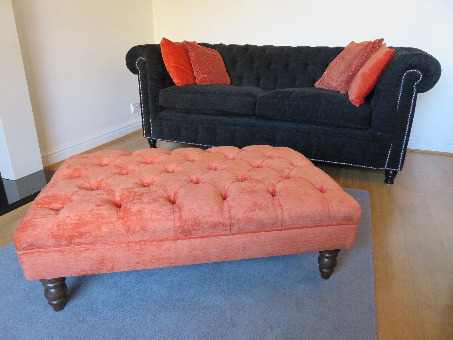 Luxurious Handmade Deep Buttoned Footstool / Coffee Table in Your Own ...