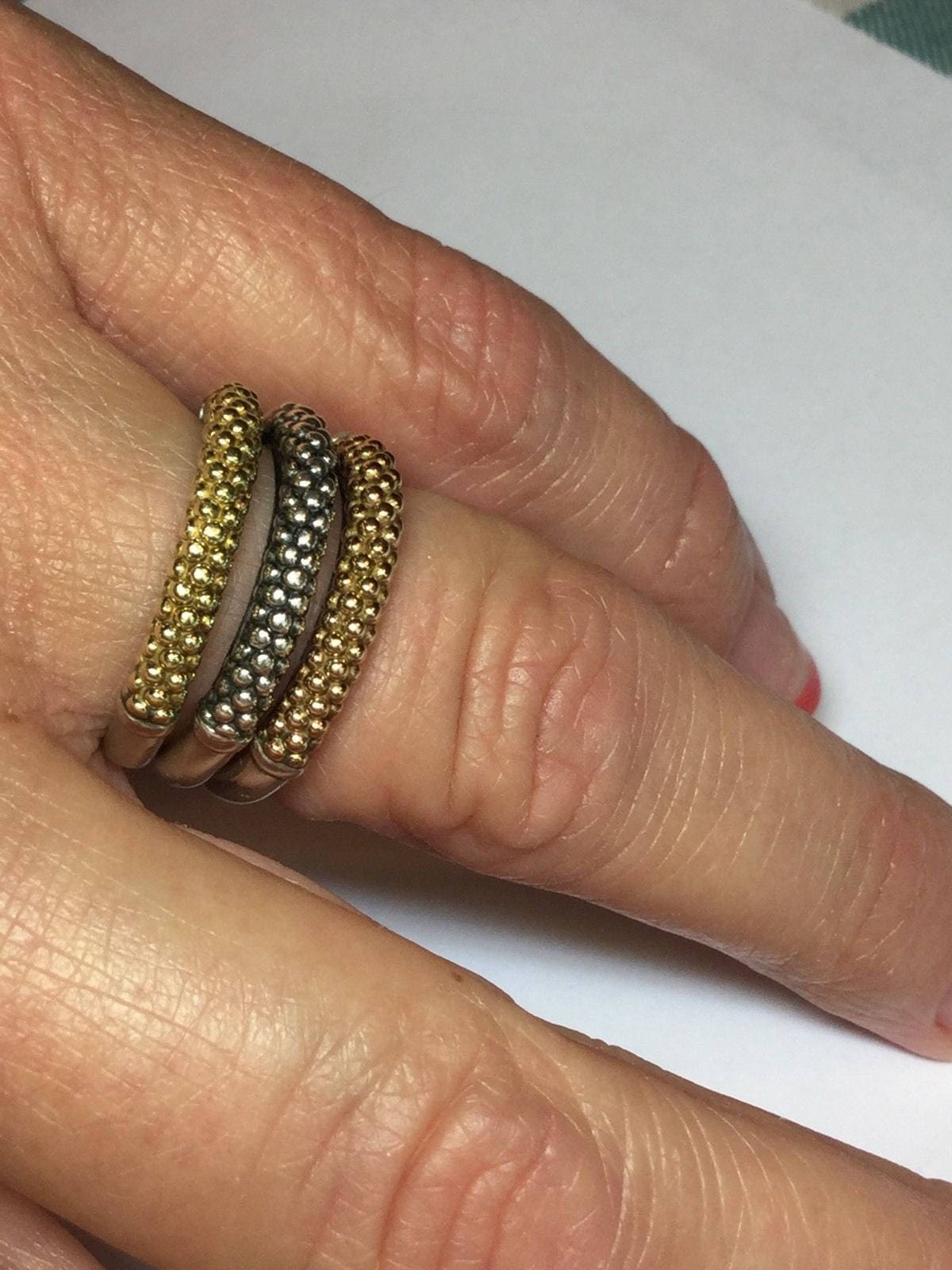 Lagos Caviar Set of 3 Sterling 18k Gold Stackable Rings Size 7 | Etsy