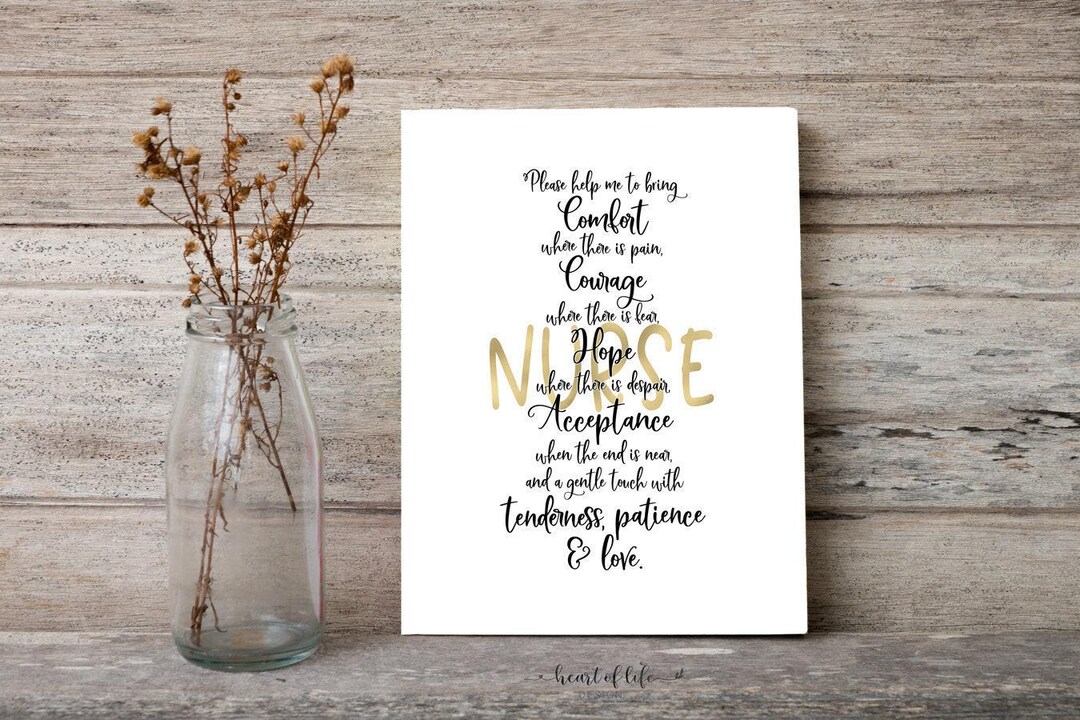 A Nurse’s Prayer Wall Art – Printable Quote Gift for Nurse Graduation ...