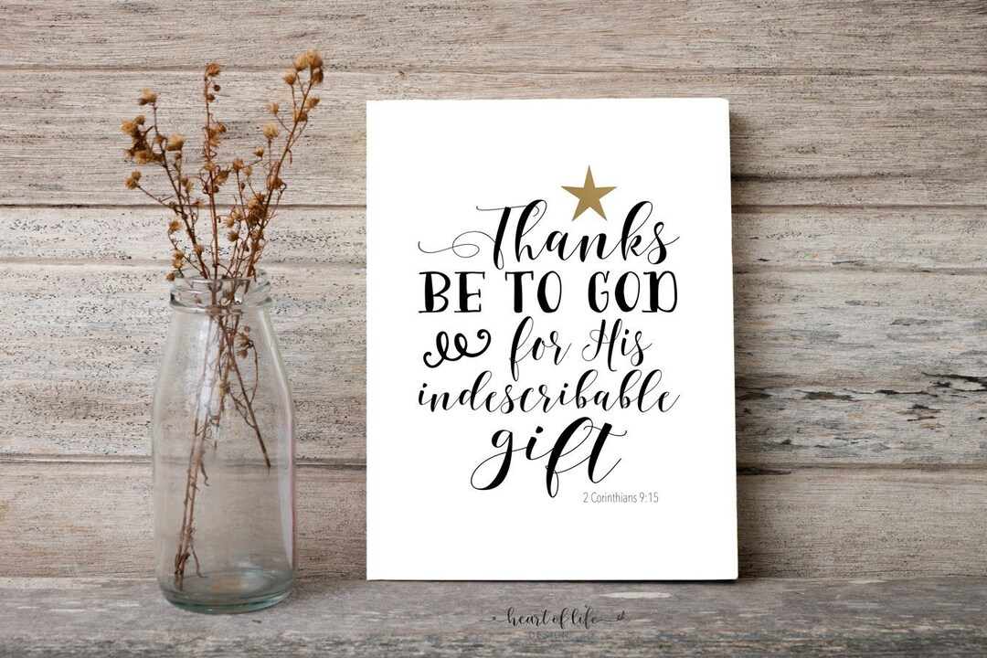 Scripture Printable Art 2 Corinthians 9 15 Christmas Art Print ...